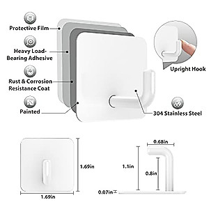 VIS'V 2 Pcs Suction Cup Hooks and 4 Pcs Adhesive Hooks