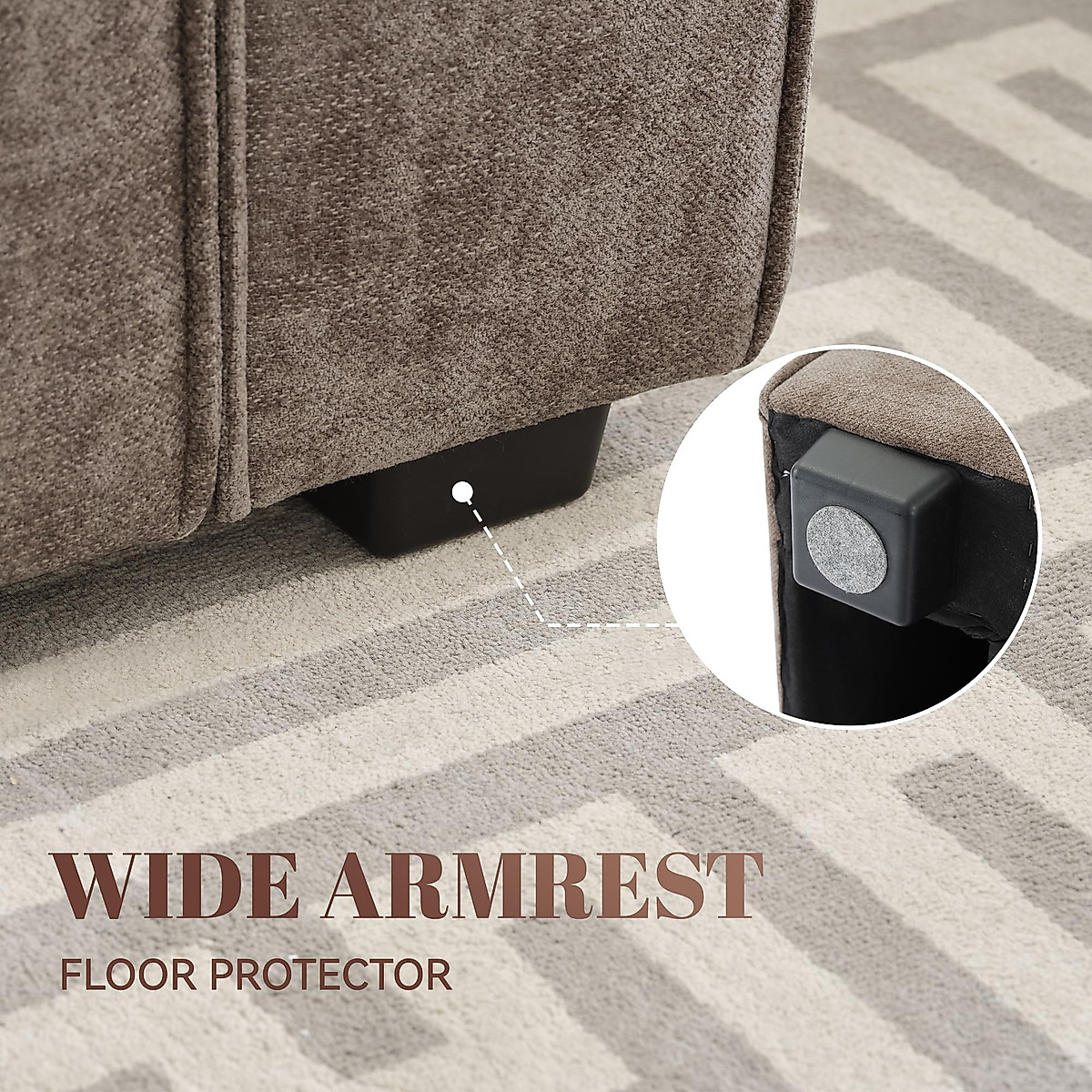 WILLOVE 89.3'' Modern Sofa Couches for Living Room, 3 Seater Cloud Couch with Deep Seat, Comfy Couch with Extra Wide Armrests & 4 Throw Pillows, Chenille Oversized Sofas for Office, Apartment, Brown