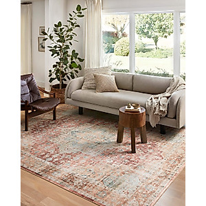 Loloi II Heidi Collection HEI-01 Terracotta/Aqua 6'-0" x 9'-0" Area Rug