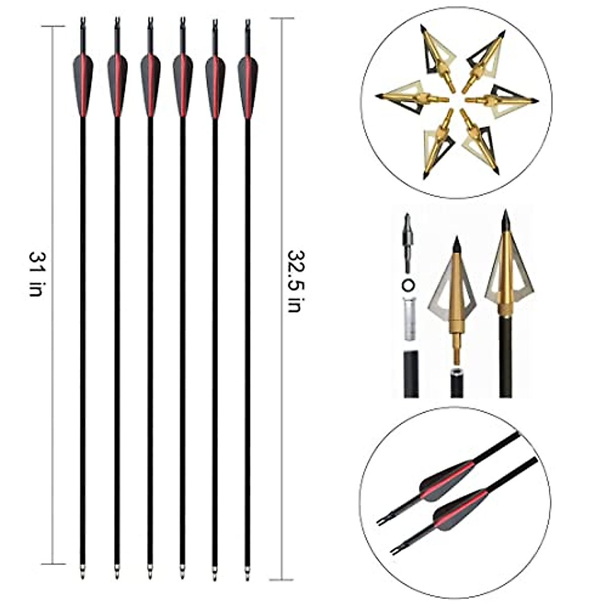 Monsour Archery 51" Takedown Recurve Bow and Arrows Set for Adults Right Hand Longbow Kit Metal Riser for Beginner Shooting Practice (Black 40lb)