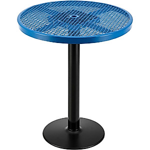 Global Industrial 36" Round Outdoor Bar Height Table with Pedestal Base, 42" H, Blue