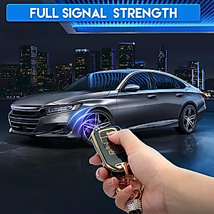 Datanly 2 Pcs Key Fob Cover with Metal Keychain Lanyard Soft TPU Full Protection Key Fob Case Holder(Compatible with Accord, Civic)