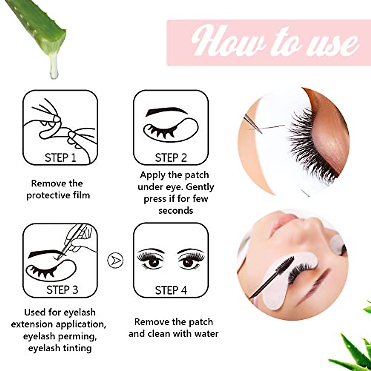 50 Pairs GreenLife 100% Naturel Eyelash Extension Under Eye Gel Pads patches kit Collagen (50 150 300 Pairs) with Aloe Vera Hydrogel Eye Patches set for Eyelash Extension Supplies Tools