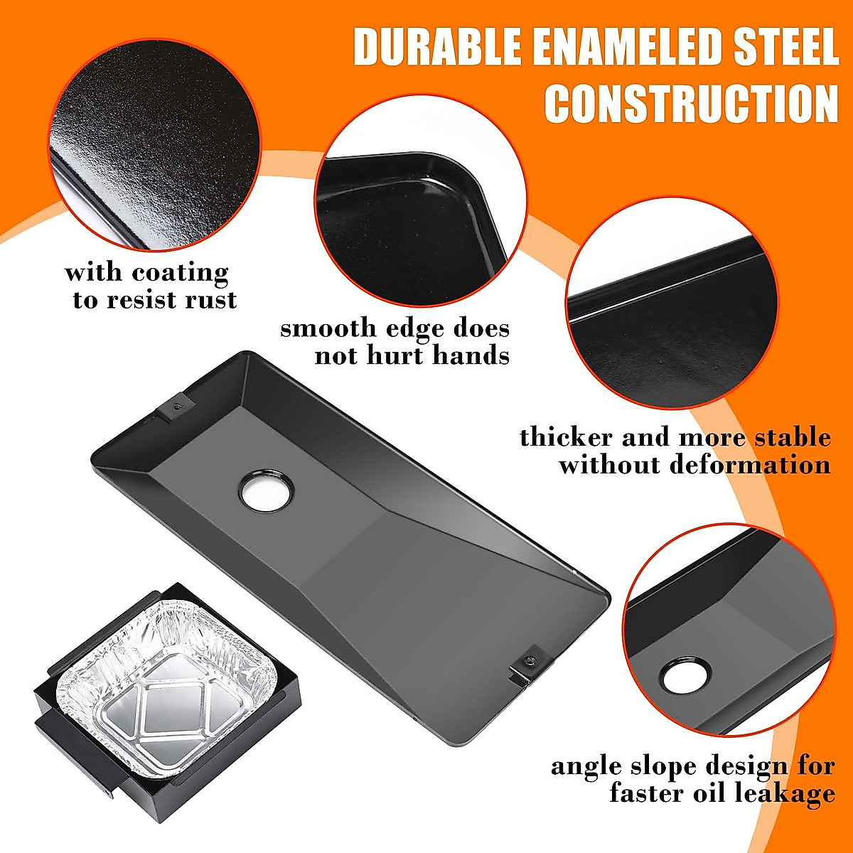 Grease Tray with Catch Pan for Oklahoma Joe's Longhorn Combo Grill, Grease Catcher for Oklahoma Joe's 15202029 12201767 14201767, Comes with 15 Aluminum Liners, Replacement for CHR1767048, CHR1767053