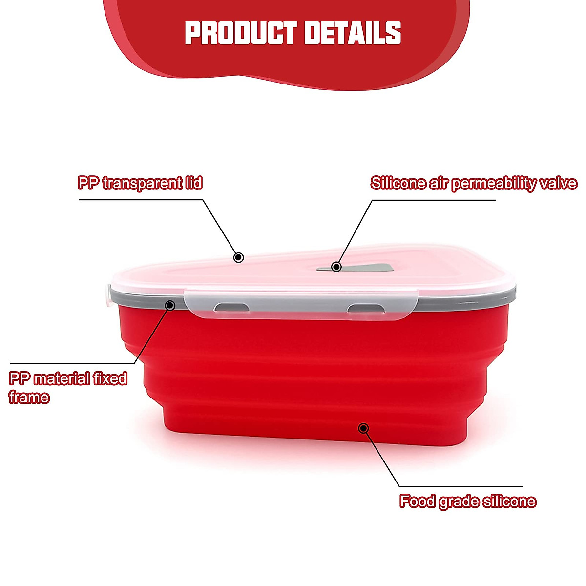 bkkbt Collapsable Pizza Storage Container - Reusable Pizza Box with 5 Microwaveable Serving Trays, Pizza Leftover Container Storage Space Saver, Microwave and Dishwasher Safe