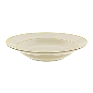 10 Strawberry Street Cream Double Gold Line 9"/10 Oz Rim Soup Bowl, Set of 6, Cream/Gold