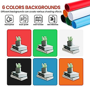 HitTopss Photo Studio Light Box for Photography, 24"x24"x24" Professional LightBox Shooting Tent Kit with 6 Color Backdrops for Jewelry and Product Photography