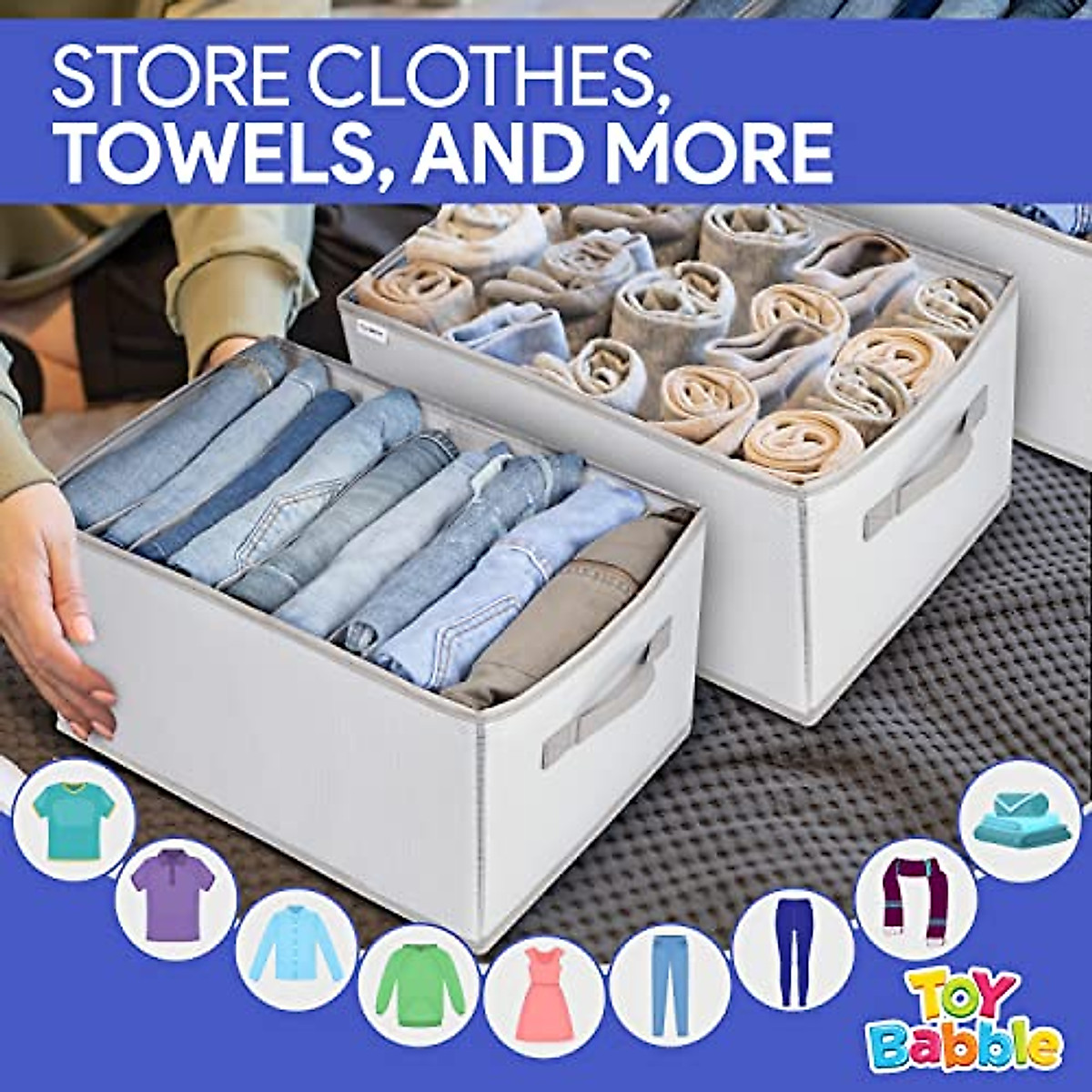 Clothes Organizer for Folded Clothes - Extra Large 9 Grids, Premium Upgraded Wardrobe Clothes Organizer with Handles, Pants organizer for closet. Foldable Jeans Organizer for Closet, tshirt organizer.