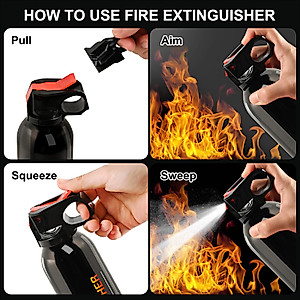 Fire Extinguisher for Home - 2pack Car Fire Extinguisher Mount, Small A B C K Fire Extinguisher, Water-Based Fire Extinguishers for Car/House/Kitchen/Truck/Marine/Boat/Vehicle/utv/rv