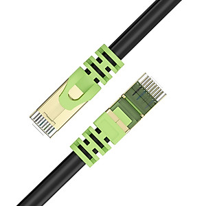 Outdoor Cat 7 Ethernet Cable 100ft, 26AWG Heavy-Duty Cat7 Networking Cord Patch Cable RJ45 Transmission Speed 10GbpsTransmission Bandwidth 600Mhz LAN Wire Cable SFTP Waterproof Direct Burial (100FT)…