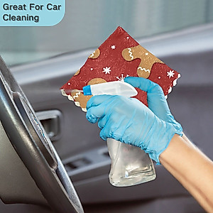 Christmas Cookie Kitchen Cloth Dish Towels Gingerbread Snowflake Kitchen Cloths Dishcloths Highly Absorbent Dust Dirty Cleaning Supply Kitchen Tableware Car Pack of 6 11x11 in