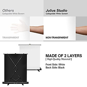 Julius Studio (Pull-up Type) 5 x 6.2 ft. / 60 x 75 inch White Screen, Collapsible Pure White Background, Pull Up Roll Down Auto Locking, No Wrinkle, Portable Handle Grip, Easy Install & Fold, JSAG665