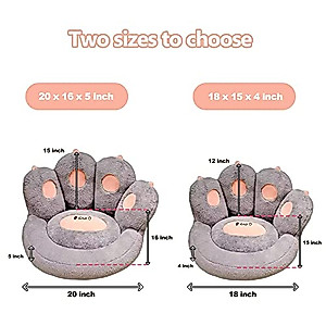 Ditucu Cat Paw Cushion Lazy Sofa Office Gaming Chair 20 inch Comfy Kawaii Plush Bear Paw Warm Floor Pillow Cute Seat Pad for Bedroom Decor Grey