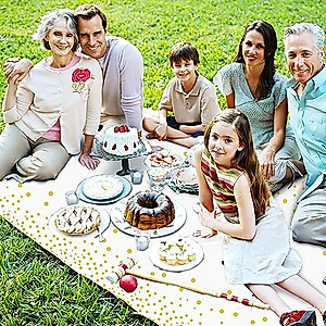 4 Pack Plastic Table Cloth Cover for Parties Disposable, White and Gold Tablecloth for 8 Foot Rectangle Tables, Birthday Wedding Graduation Mather Valentine's Day Easter Party Supplies Decorations