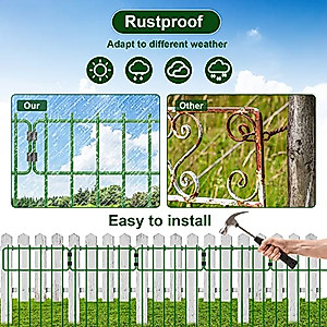 20 Pack Animal Barrier Fence,No Dig Garden Decorative Fence Rustproof Metal Wire Panel Border for Dog Defense Animal Barrier Rabbit Fencing Flower Edging for Yard Landscape Patio Outdoor 20.2ftx17in
