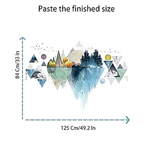 WAFT YEARN Mountain Wall Decals Peel and Stick Arch Wall Stickers Geometric Wall Stickers & Murals Tree Wall Decals for Living Room Bedroom Bathroom Door Restroom Roommates Vinyl Wall Art Sticker