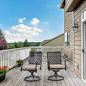 PHI VIALLA Patio Outdoor Swivel Dining Chairs Outdoor Furniture Chairs Set of 4 with Cushion Suports 300lbs for Lawn Garden Backyard Weather Resistant-Black Frame