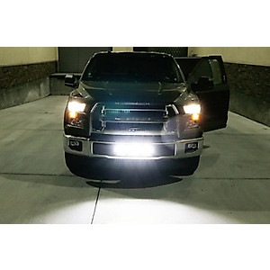 iJDMTOY Lower Grille Mount LED Light Bar Compatible with 2015-20 Ford F150 XLT Lariat Limited, Includes (1) 96W High Power LED Lightbar, Lower Bumper Opening Mount Brackets & On/Off Switch Wiring