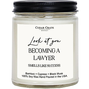 Lawyer Graduation Gifts for Women Men | Passing The Bar Exam Gifts | Law Office Decor | College, Law School Graduation Gifts | Look at You Becoming A Lawyer Funny Gifts |Bamboo Scented Candle