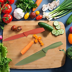 Tiergardm 8 Pcs Knife Sets 8'' Chef's Knife 8'' Bread Knife 8'' Slicer Knife 5'' Utility Knife 3.5'' Paring Knife 3.2'' Kitchen Shears and 2 Cutting Mats