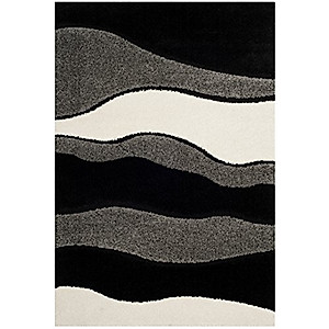SAFAVIEH Florida Shag Collection 5'3" x 7'6" Grey/Black SG475 Abstract Non-Shedding Living Room Bedroom Dining Room Entryway Plush 1.2-inch Thick Area Rug