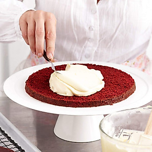 Acronde 4PCS Offset Cake Icing Spatula Set 4” 6” 8” 10” Professional Stainless Steel Cake Decorating Frosting Spatulas with Wooden Handle (Angled)