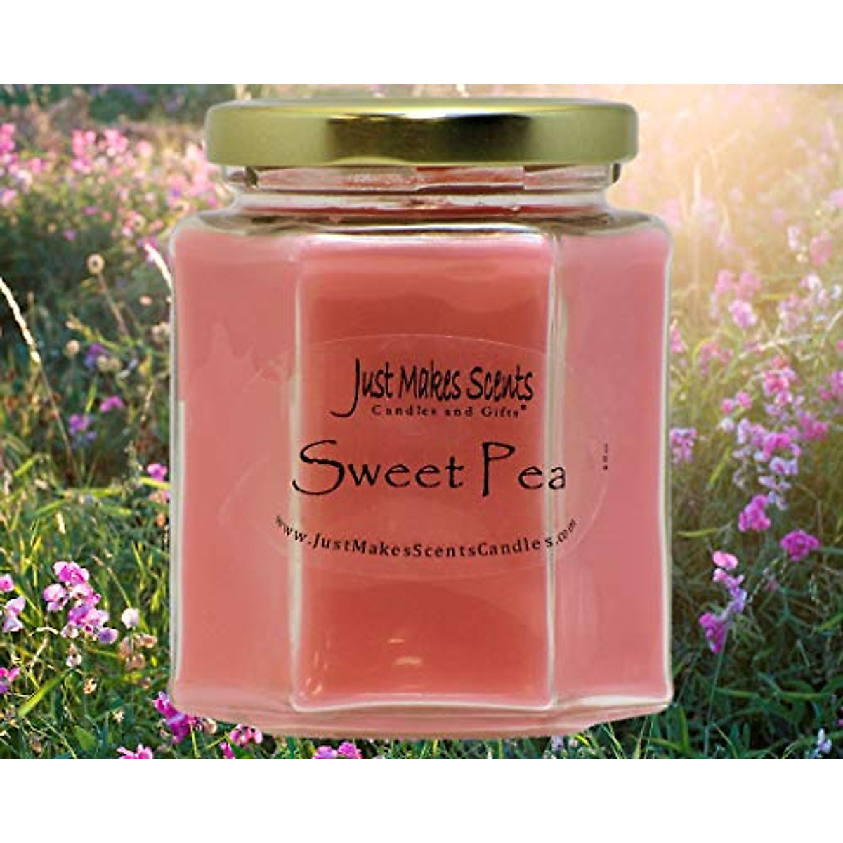Sweet Pea Scented Blended Soy Candle by Just Makes Scents
