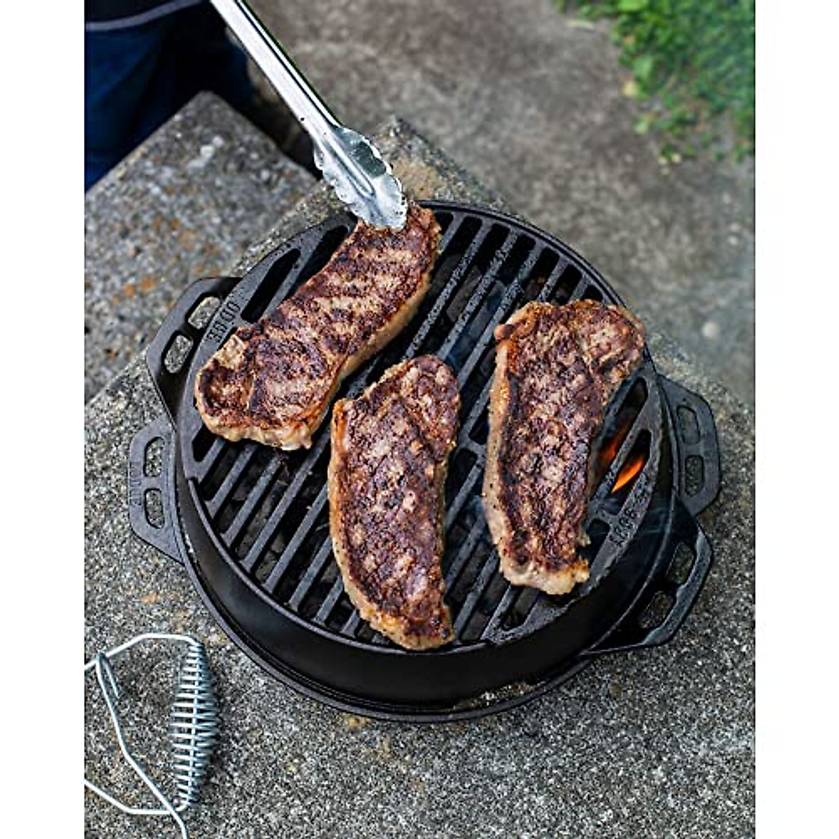 Lodge L12RG Cast Iron Round Kickoff Grill, 12 inch, Black