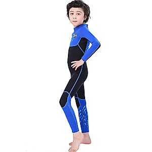 Cokarsey Kids Full Body Wetsuit 2.5mm Neoprene Back Zipper Sun Protection Thermal Swimsuit for Boys