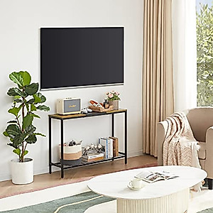 Lifewit 39.4" Console Entryway Table, 2-Tier Industrial Sofa Table with Storage Shelves for Hallway, Living Room,Bedroom, Metal Frame, Rustic Brown & Black, Easy Assembly