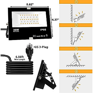 iLC LED Flood Light 30W Outdoor RGB Color Changing, Smart Floodlights RGBW 2700K Warm White & 16 Million Colors, 20 Modes, Grouping, Timing, IP66 Waterproof (2 Pack)