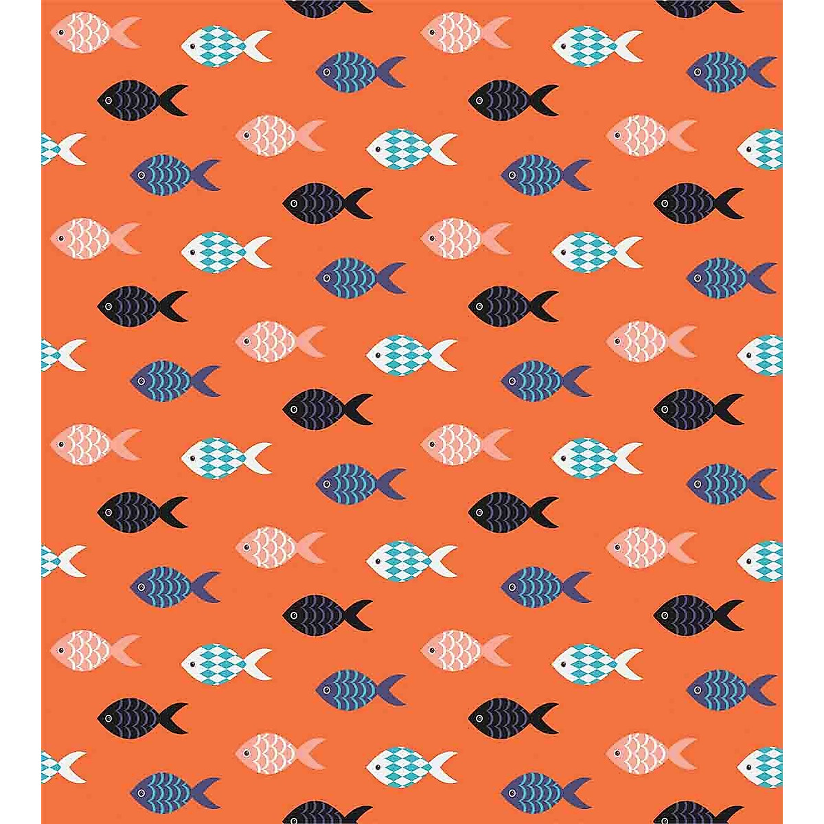 Ambesonne Peach Duvet Cover Set, Fishes Motif Nautical Marine Sea Underwater Creature Animal Aquarium, Decorative 2 Piece Bedding Set with 1 Pillow Sham, Twin Size, Coral Blue