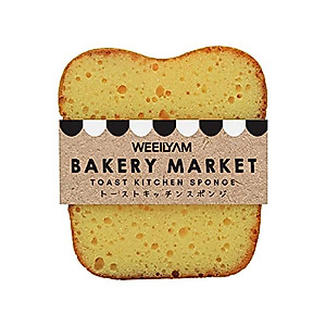 WEEILYAM, 2-Count Fun Toast Dish Washing Compressed Cellulose Sponge for Kitchen Cleaning Supplies