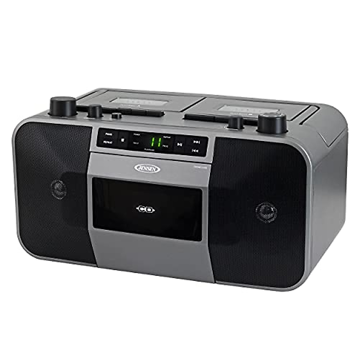 JENSEN MCR-1500 Portable Stereo CD Player and Dual-Deck Cassette Player/Recorder with AM/FM Radio, Gray