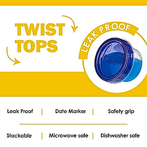 Elegant Disposables Baby Food Storage Containers 4 oz Food Storage Jars with Color Twist Lids Plastic Freezer Storage Pack of 24