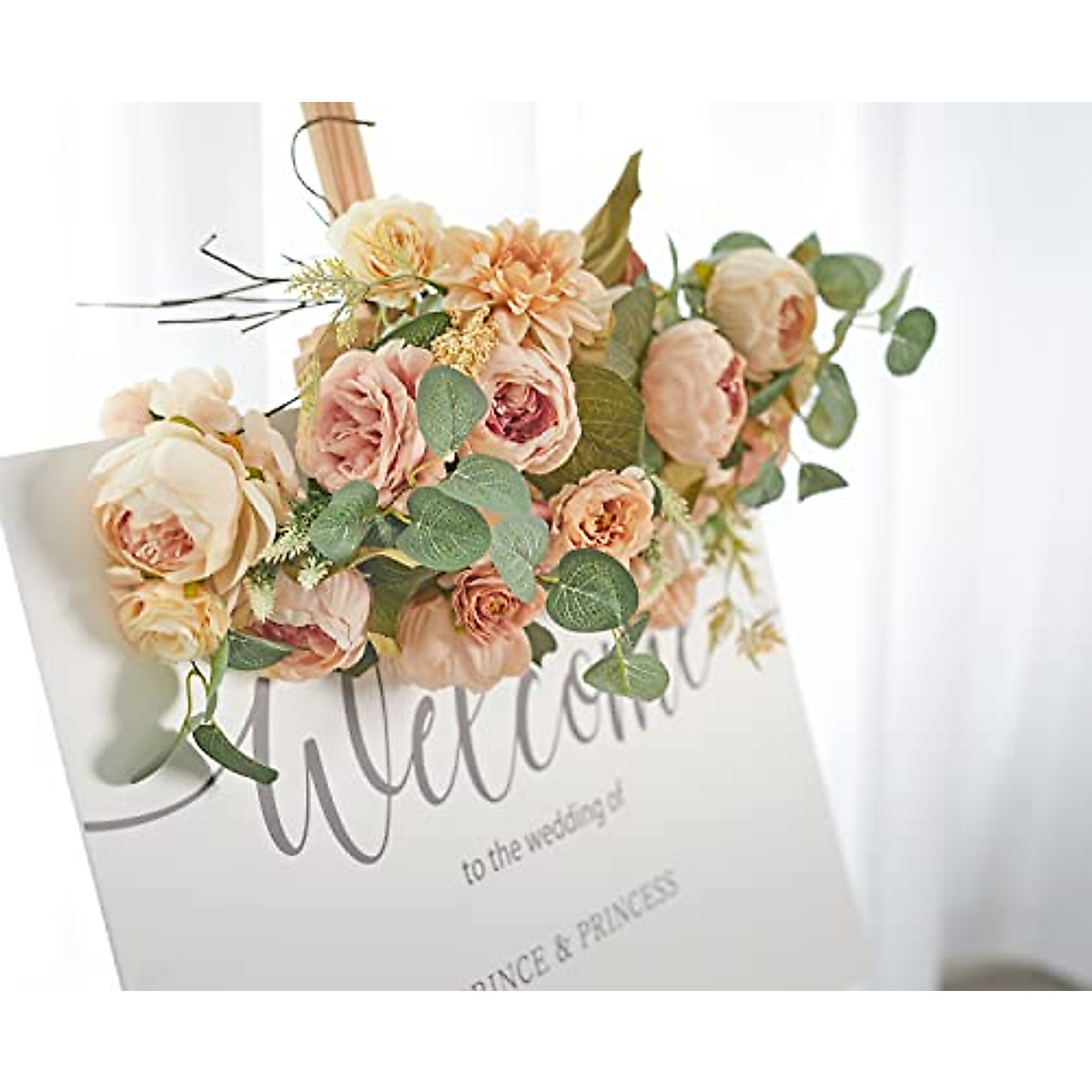 MISSPIN Wedding Artificial Flowers Box Set for DIY Wedding Bridal Bouquets Fake Peony Flowers Centerpieces Arrangements Party Baby Shower Home Decorations (Champagne)