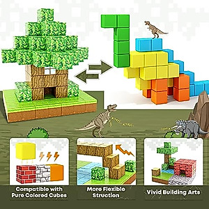 Magnetic Blocks-Build Mine Magnet World Set, Magnetic Toys for Boys & Girls Age 3-4 4-5 6-8, STEM Montessori Sensory Toys for Toddlers Gifts for 3+ Years Old Girls Boys, Fidget Cubes Construction Toys