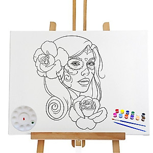 Essenburg Pre Drawn Canvas Paint Kit | Teen, Kids and Adult Sip and Paint Party Favor | DIY Date Night Couple Activity| Canvas Boards for painting| LADY OF THE DEAD (S 8x10 CANVAS ONLY)