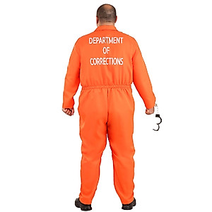 Fun Costumes Adult Plus Size Prison Jumpsuit Costume for Men, Prisoner Halloween Costume, Jail Inmate Uniform - Orange - 2X