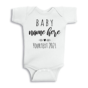 TATY Kids Pregnancy Announcement Onesie Custom Text Personalized Baby Onesie Infant One Piece Bodysuit Newborn White