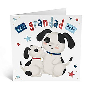 CENTRAL 23 - Cute Birthday Card for Grandad - Adorable Puppy Design - Father's Day for Grandpa - Sweet Design from Grandson - Fathers Day Card for Dad - Comes with Fun Stickers