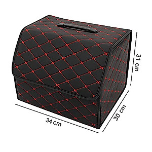 Folding Leather Car Trunk Storage Box Waterproof Cargo Storage Bag Storage Organize Storage Box (D L)