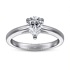 Blocaci Pear Cut Engagement Rings for Women 1 Carat Solitaire Moissanite Rings 925 Sterling Silver 10K 14K 18K Gold with Text Engraving (10K Gold)