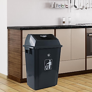 Tyminin 18 Gallon Plastic Trash Can with Swing Lid, 4-Pack Large Kitchen Swing-Top Garbage Can, Grey