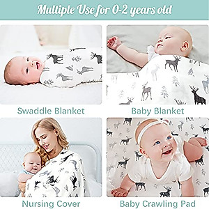 Baby Swaddle Blanket Unisex Swaddle Wrap Soft Silky Bamboo Muslin Swaddle Blankets Neutral Receiving Blanket for Boys and Girls, Set of 4 Large 47 x 47 inches