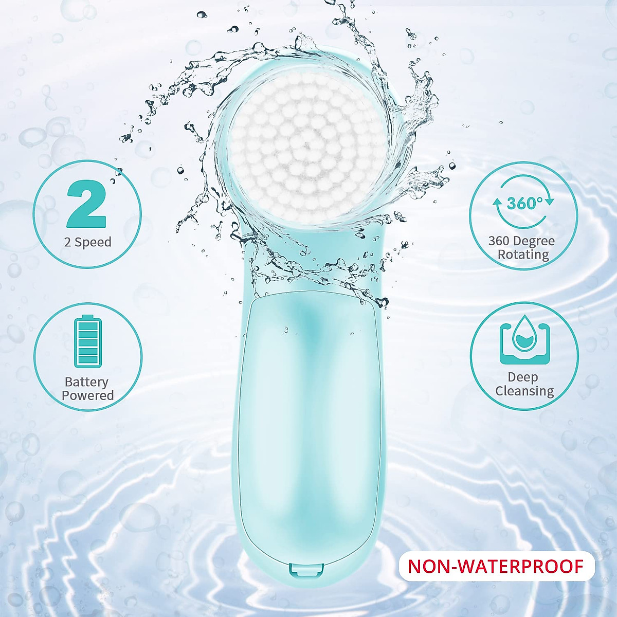 Electric Facial Cleansing Brush 7 in 1 - Fabuday Face Skin Spin Brush for Deep Cleansing, Gentle Exfoliating, Blackhead Removing and Massaging, Battery Operated Facial Cleanser Brush