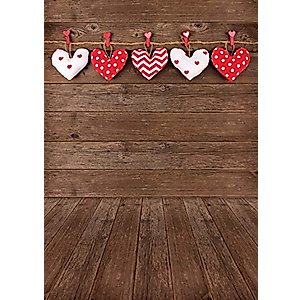AIIKES 5x7ft Valentine's Day Backdrop Valentine's Day Photography Backdrops Brown Wooden Backdrop Baby Shower Birthday Party Decorate Backdrop Photo Studio Props 11-371