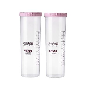 FSHAN Kitchen Jars Airtight Food Storage Containers with Lids 1.8L Pasta Cereal Containers Tall Clear Spaghetti Pasta Storage Container Set Useful Container Set (Color : 2pcs Pink)
