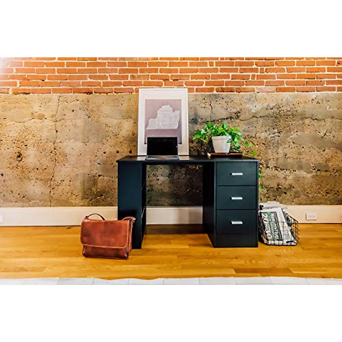 OneSpace Monroe 3 Shelve Computer Desk, Black