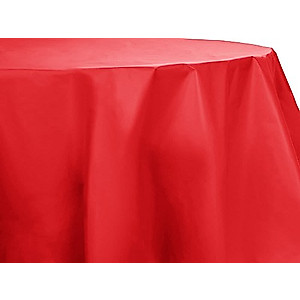 Amscam Round Plastic Party-tablecovers, 84", Apple Red